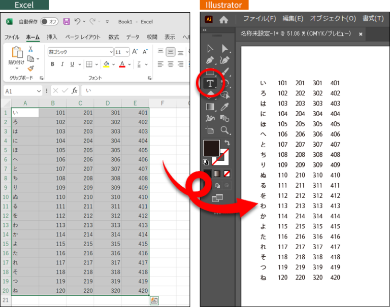 【Illustrator（Windows版）】イラレで表を作ってExcelデータを流し込む方法 | 六本木で働いていたWebディレクターのブログだよ。